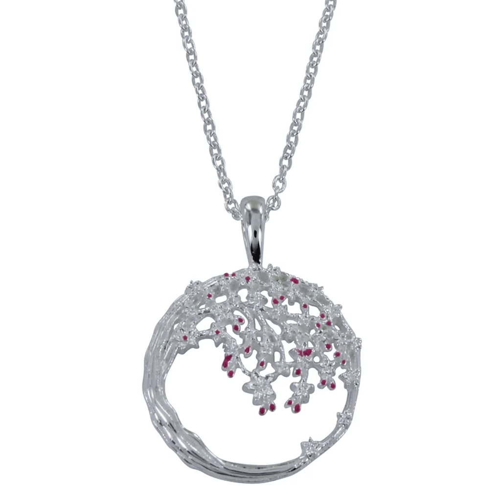 Cherry Blossom Sterling Silver Necklace Cotswold Jewellery